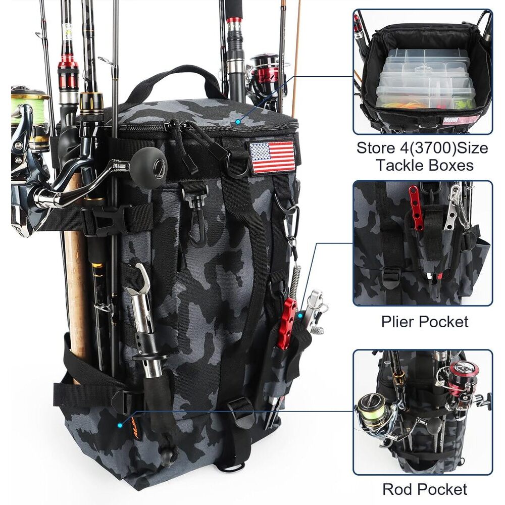 Large Storage Fishing Backpack with Rod Holders – FishersTribe.com