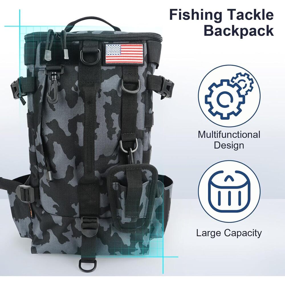 Large Storage Fishing Backpack with Rod Holders – FishersTribe.com
