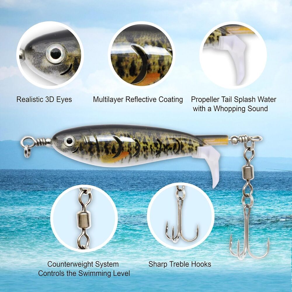 3PCS Floating Rotating Body Fishing Lures for Freshwater & Saltwater ...