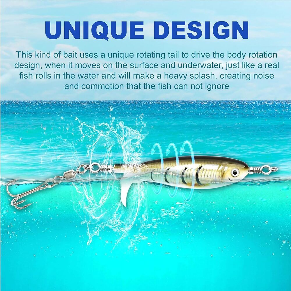 3PCS Floating Rotating Body Fishing Lures for Freshwater & Saltwater ...