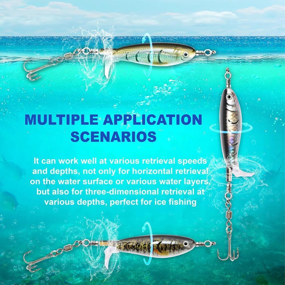 3PCS Floating Rotating Body Fishing Lures for Freshwater & Saltwater ...