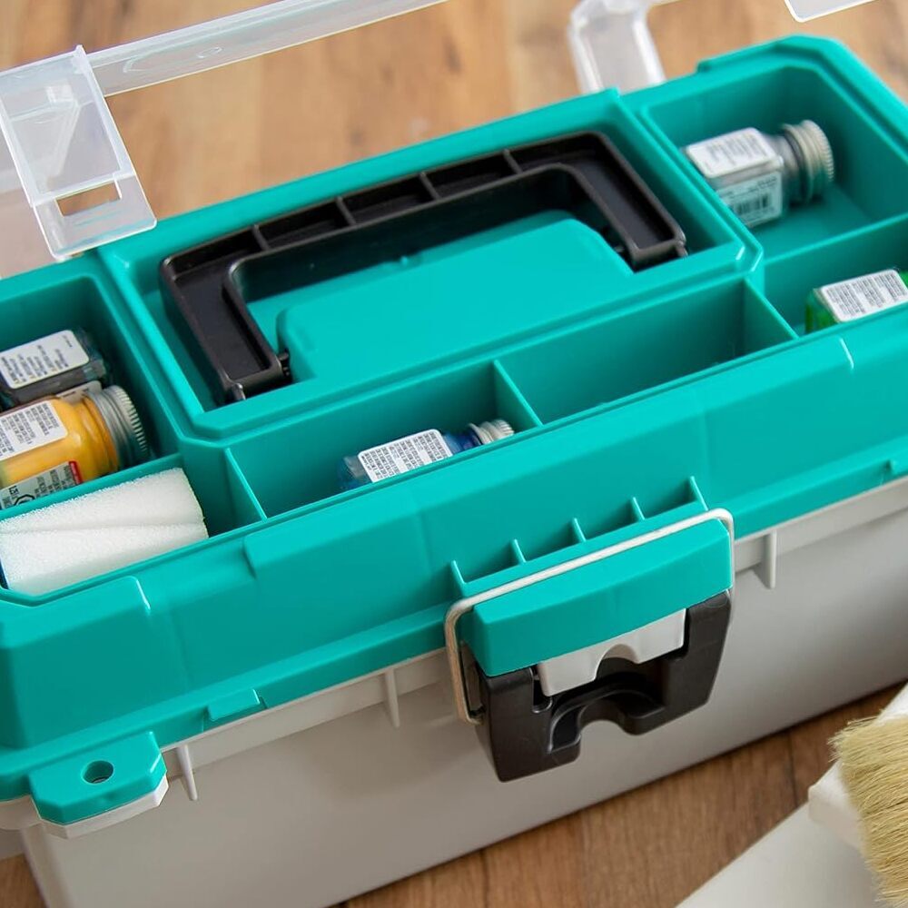 Water Resistant Fishing Tackle Box with Handy Carry Handle ...