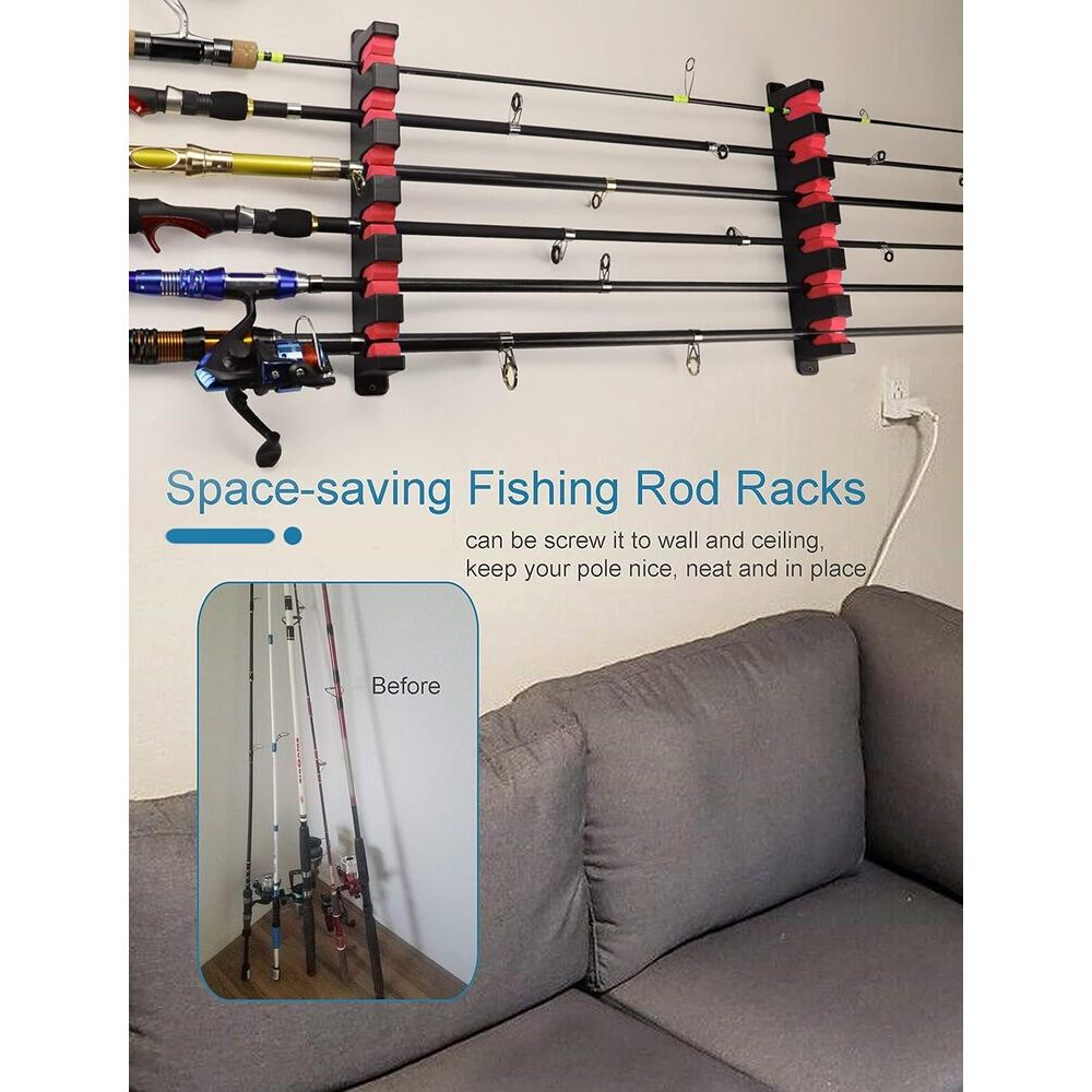 Wall-Mounted 6-Rod Fishing Rack: Compact & Space-Efficient ...