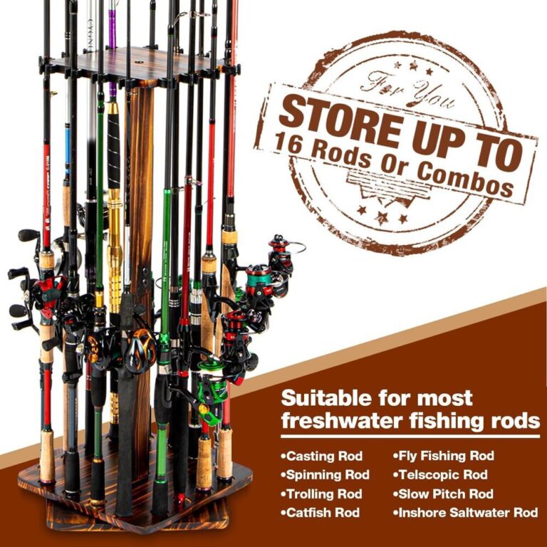 360° Rotating Fishing Rod Rack Garage Organizer Holds 16 Poles ...